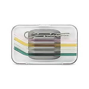 SOMA Glass Straw Set with Case and Cleaning Tool, Set of 4, Multicolor