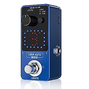 LEKATO Guitar Looper Pedal, Looper Pedal for Electric Guitar/Bass Loop Pedal with SYNC & Tuner Function Triple Loop Pedal with LED Screen Unlimited Overdubs 3 Loops 18 Minutes Record Time Guitar Loop