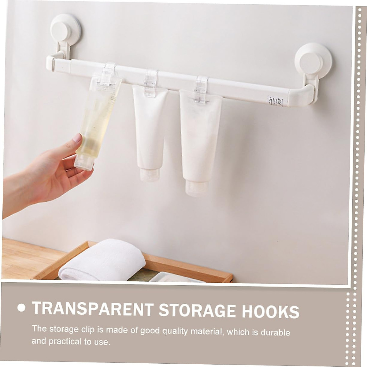 VOSAREA 12pcs Hook Clip Toothpaste Clip Coat Hangers Facial Face Wash Clear Shower Suction Hooks Mirror Holder Clips Bathroom Clear Hanging Clips Multipurpose Storage Hanging Clip