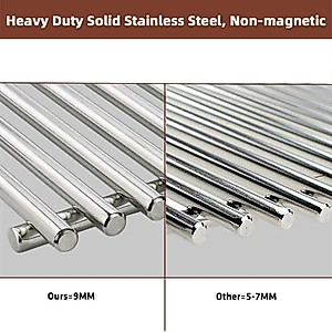 QuliMetal 304 9MM Stainless Steel Cooking Grates Replacement Parts for Weber Summit 600 Series Summit E/S 640 650 660 670 Gas Grills with a Smoker Box - Set of 3