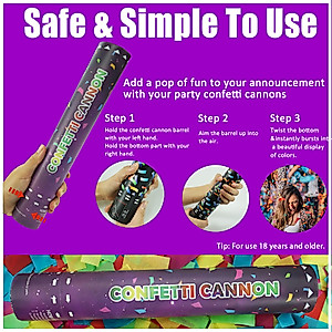 Biodegradable Confetti Cannon Party Poppers - 6 Pack Confetti Shooter for Birthday Graduation Wedding New Year’s Eve Celebration, Multicolor Large Confetti Cannon