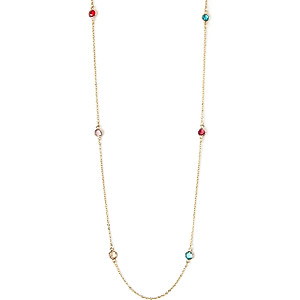 MignonandMignon Custom Family Birthstone Necklace for Women Personalized Gifts for Mom Mother's Day Gifts Long Gold Necklace Diamond Emerald - 2HBSN-36