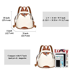 ALTOSY Soft Genuine Leather Backpack for Women Small Convertible Backpack Purse Shoulder Bag for Ladies (S97 White/Brown)