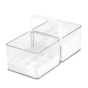 madesmart Portable Tote with Dividers-Stack Collection Stackable & BPA-Free, Medium, Frost