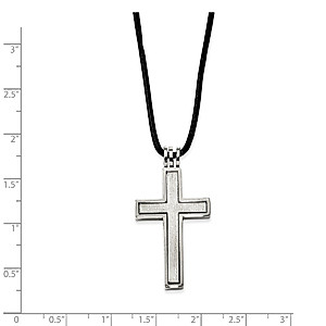 The Black Bow Stainless Steel and 2 Piece Leather Cord Cross Necklace