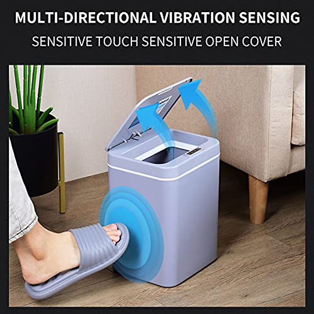 Xuanmo Automatic Sensing Trash Can, Smart Waterproof Non-Contact Motion Sensor Dustbin 16 Liters Waste Bin with Lid, Suitable for Kitchen, Living Room, Bathroom, Office, Bedroom (Color : Pink)