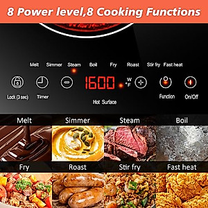Karienvir 2 Burner Electric Cooktop 110v, 24 Inch Electric Stove Countertop & Built-in, Plug-in Electrics Cooktop, 8 Power Levels & 8 Functions, Touch Control, Safety Lock, Timer, 2000W, Karienvir