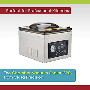 Chamber Vacuum Sealer by Vesta Precision - Chamber Vac C20v | High-Speed 1100-Watt Oil Pump | Extends Food Freshness | Sloped Chamber Design | Perfect for Commercial Kitchens
