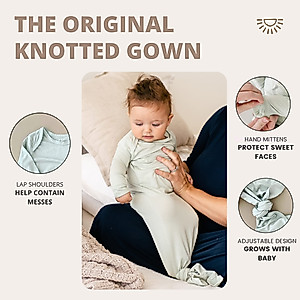 Wallaby Kids Extra Tall Knotted Baby Gown, Super Soft Viscose from Bamboo Newborn Sleeper for Baby Girl and Boy (Seafoam, 0-3 months)