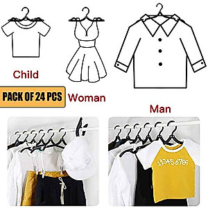 24 Pcs Travel Hangers - Portable Folding Clothes Hangers Travel Accessories Foldable Clothes Drying Rack for Trave (Black)