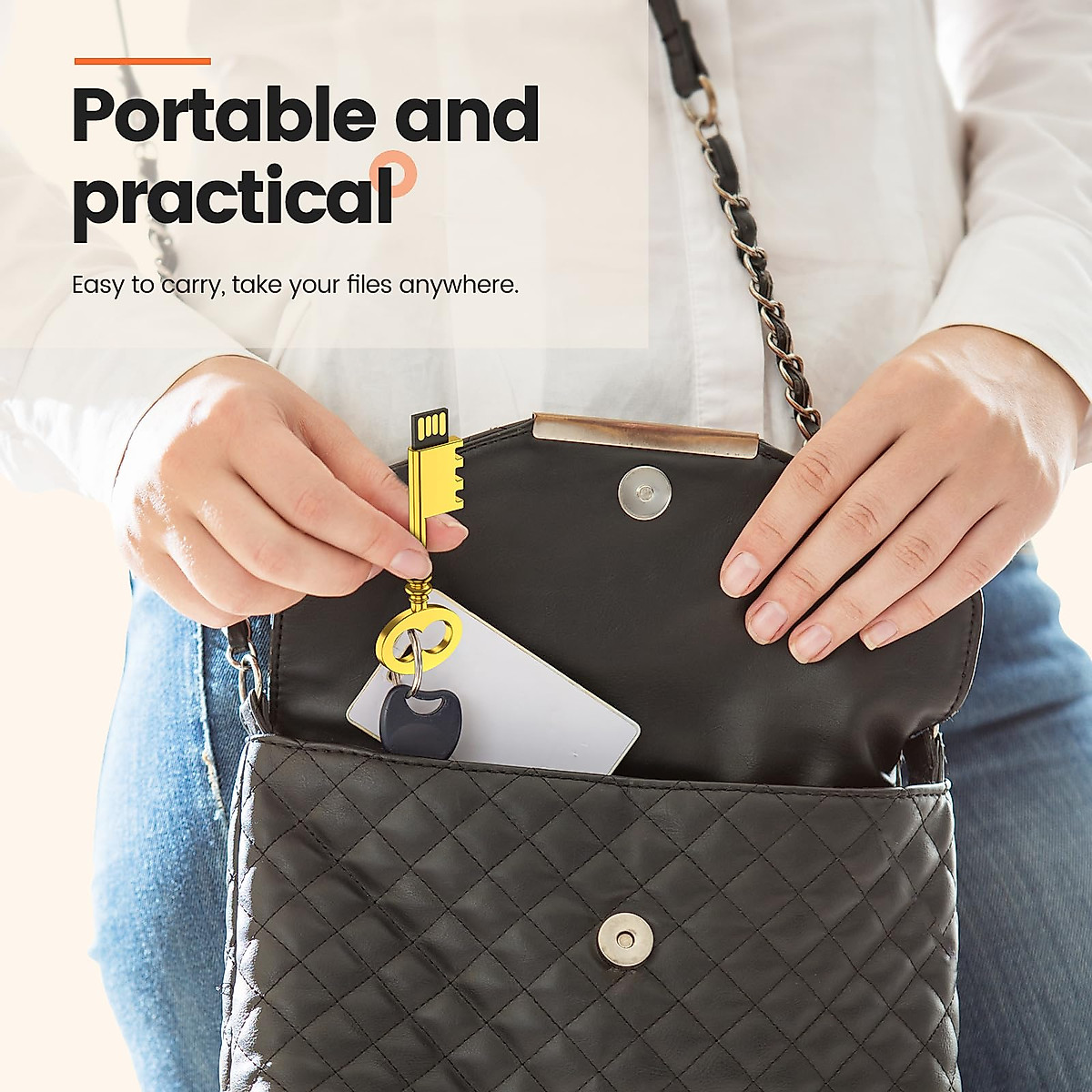 32GB Thumb Drive Metal Key USB 2.0 Flash Drive Kepmem Creative Cute Memory Stick Adorable Pen Drive Birthday Gift, Gold