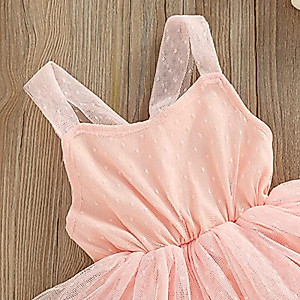 Infant Baby Girl Summer Outfits Sleeveless Dress Romper Lace Tutu Onesie Backless Jumpsuit Ruffle Bodysuit One Piece (I-Pink, 6-12 Months)