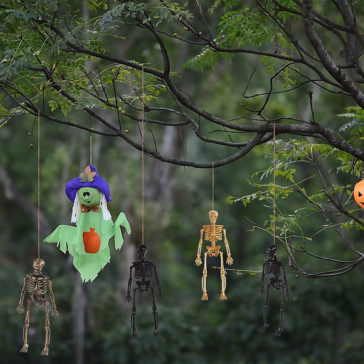 FINGOOO Small Skeleton Figurine 6 Inches,6 Pieces Plastic Skeletons Mini Poseable Skeleton Toy for Crafts Halloween Decoration (Make-Old)