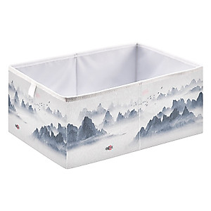 Burbuja Watercolor Mountains Storage Cubes Fabric Storage Bins Foldable Closet Organizer Basket with Handle, 11x11x11 Cube