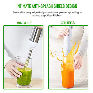Vinchef 5 in 1 Immersion Hand Blender, 300 Watt, Multi-Speed Stainless Steel Handheld Stick Blender with 700ml Beaker, Whisk, Chopper/Grinder Bowl and Wall Rack, BPA-Free