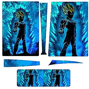 PlayStation 5 optical drive version sticker protective cover, Super Saiyan Prince Vegeta The Soul of Aeration While Fighting ps5 controller protective shell (compatible with ps5 optical drive)