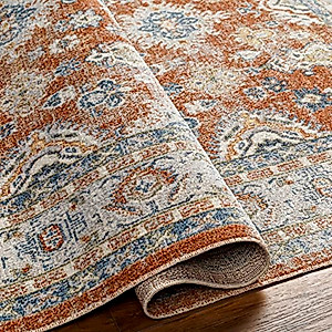 Mark&Day Washable Rugs, 8x10 Emporia Traditional Burnt Orange Area Rug, Orange Blue Beige Carpet for Living Room, Bedroom or Kitchen (7'10" x 10'2", Machine Washable)