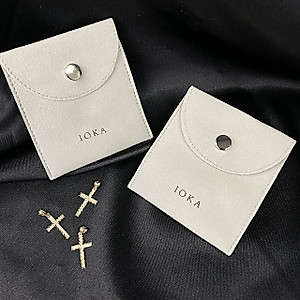 Ioka - 14K Yellow Gold Small Cross Pendant Religious Charm Thin Pendant For Necklace or Chain