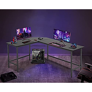 FDW Computer Desk L Shaped Gaming Desk Corner Office Desk PC Wood Home Large Work Space Study Desk Workstation (Black)