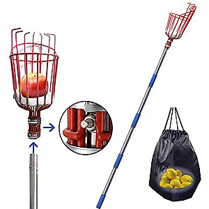 FLY HAWK Fruit Picker Tool,10 FT Long Fruit Picker Equipped with Optional Splicing of Lightweight Stainless Steel to Pick Apples, Oranges and Fruit Trees (10 FT)