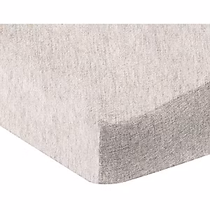 Amazon Basics 100% Cotton Jersey Fitted Baby Crib Sheet, Fits up to 6-Inch Mattress - 28 x 52-Inch, Oatmeal, Solid