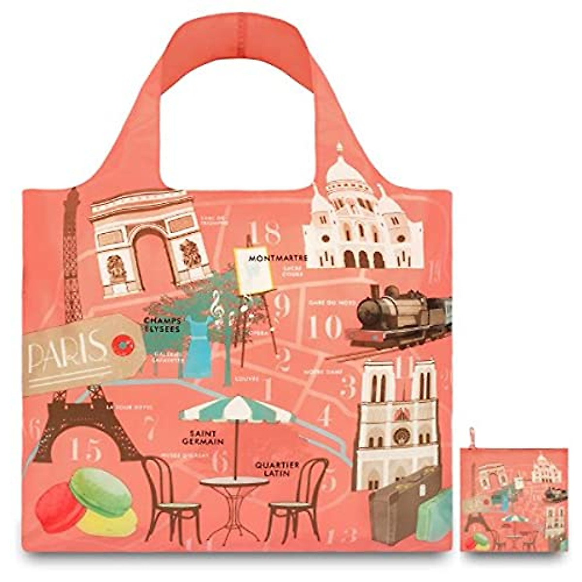 LOQI Urban Paris Reusable Shopping Bag, Multicolored