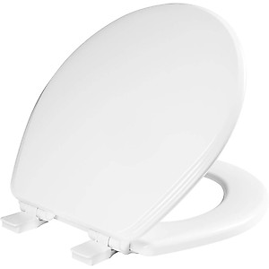 BEMIS 600E4 000 Ashland Toilet Seat with Slow Close, Never Loosens and Provide the Perfect Fit, ROUND, Enameled Wood, White