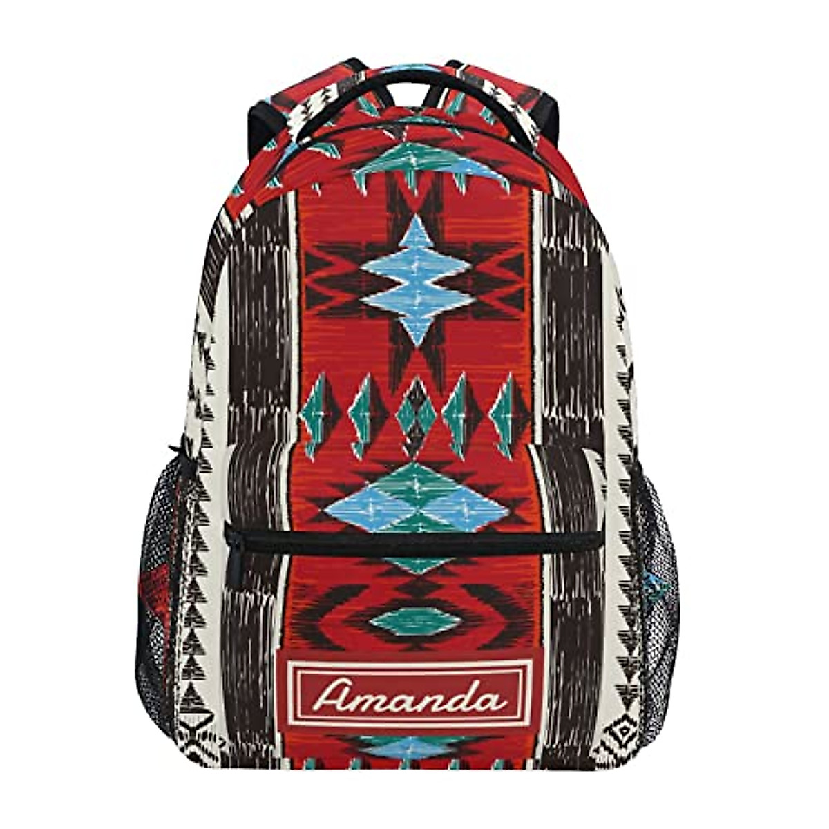 Custom Indian Aztec Backpack for Girls Personalized Your Name Text Bookbag Boho Tribe School Backpack Bookbag 3rd 4th 5th Grade Elementary Students Daypacks