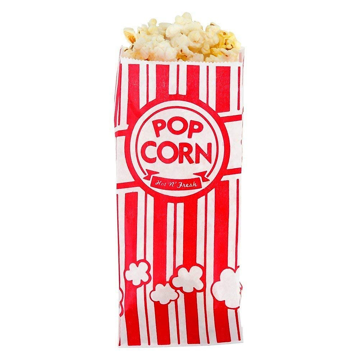 Carnival King Paper Popcorn Bags, Red/White, 100 Count (Pack of 1)