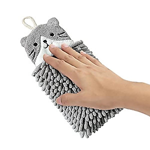 Uwariloy Chenille Hand Towel - Cute Animal Soft Hanging Hand Towels, Fast Drying & Absorbent Thick Microfiber Hand Towel Decorative Towels for Kitchen Bathroom