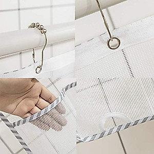ALYER 9 Pockets Big Mesh Shower Caddy Hanging Bathroom Storage Organizer with 3 Rings (White)