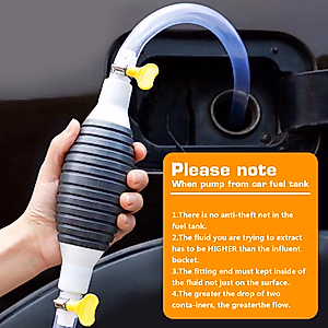 UGSHY 1 PC Car Gasoline Oil Pump, Manual Siphon Large Flow Gasoline Diesel Portable Oil Pump with 6.5Ft/2m Fuel Transfer Pump Tube 1 Air Bag 2 Metal Clamps, Universal for Most Car Accessories (White)