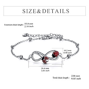 POPLYKE Ladybug Bracelet for Women 925 Sterling Silver Ladybug Jewelry Gifts for Mother Daughter Sister Grandma