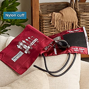 McKesson LUMEON Replacement Blood Pressure Cuff with Bulb and Valve, Nylon Cuff, 2-Tube Bladder, Burgundy, Adult Large, Gauge Not Included, 15 Count