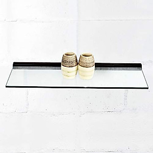 Deco Window 36" X 9" Tempered Glass Shelf for Wall Floating Shelves 8mm Thick Bathroom Storage Organizer with Concealed Mount (Black)