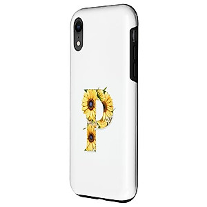 iPhone XR Letter P Initial Monogram Sunflower Minimalist Women Yellow Case