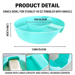 Snack Bowl for Stanley Cup, Reusable Snack Ring Tray Platter Compatible with Stanley 40 Oz Tumbler, 3 Compartments for Candy,Appetizer,Nuts,Popcorn, Cup Holder for Stanley Cup Accessories (beige)