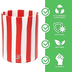 Silipint: Silicone 12oz Rocks Glasses: 2 Pack - Peppermint & Poinsettia - Reusable, Sustainable, Unbreakable, Holiday Parties