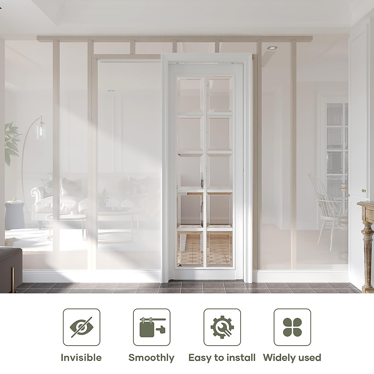 EaseLife 5FT/60in Sliding Pocket Door Hardware Kit,Commercial Grade,Aluminum Box Rail Kit,Slide Smoothly Quietly,Easy Install,No Door (60" Track Kit for 23"~30" Wide Single Door)