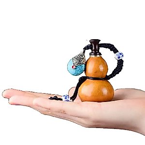 Feng Shui Good Luck Wu Lou,Mini Natural Gourd Ornament,Can Be Used As Bag Ornaments and Car Interiors,to Relieve Anxiety and Stress (Pine Stone Pendant)