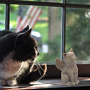Tsyulog Cat Angel Memorial Figurine, Cat Memorial Gifts, Losing a Cat Sympathy Gift, Cat Gifts for Cat Lovers, Passed Away Cat Gift, Sculpted Hand-Painted Figure