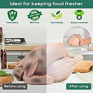 50 Pcs Poultry Shrink Bags, 10x16 Inch Chicken Shrink Wrap Bags, BPA/BPS Free Heat Shrink Bags for Food Storage and Keeping Fresh, Include Silicone Straw and 50 Zip Ties