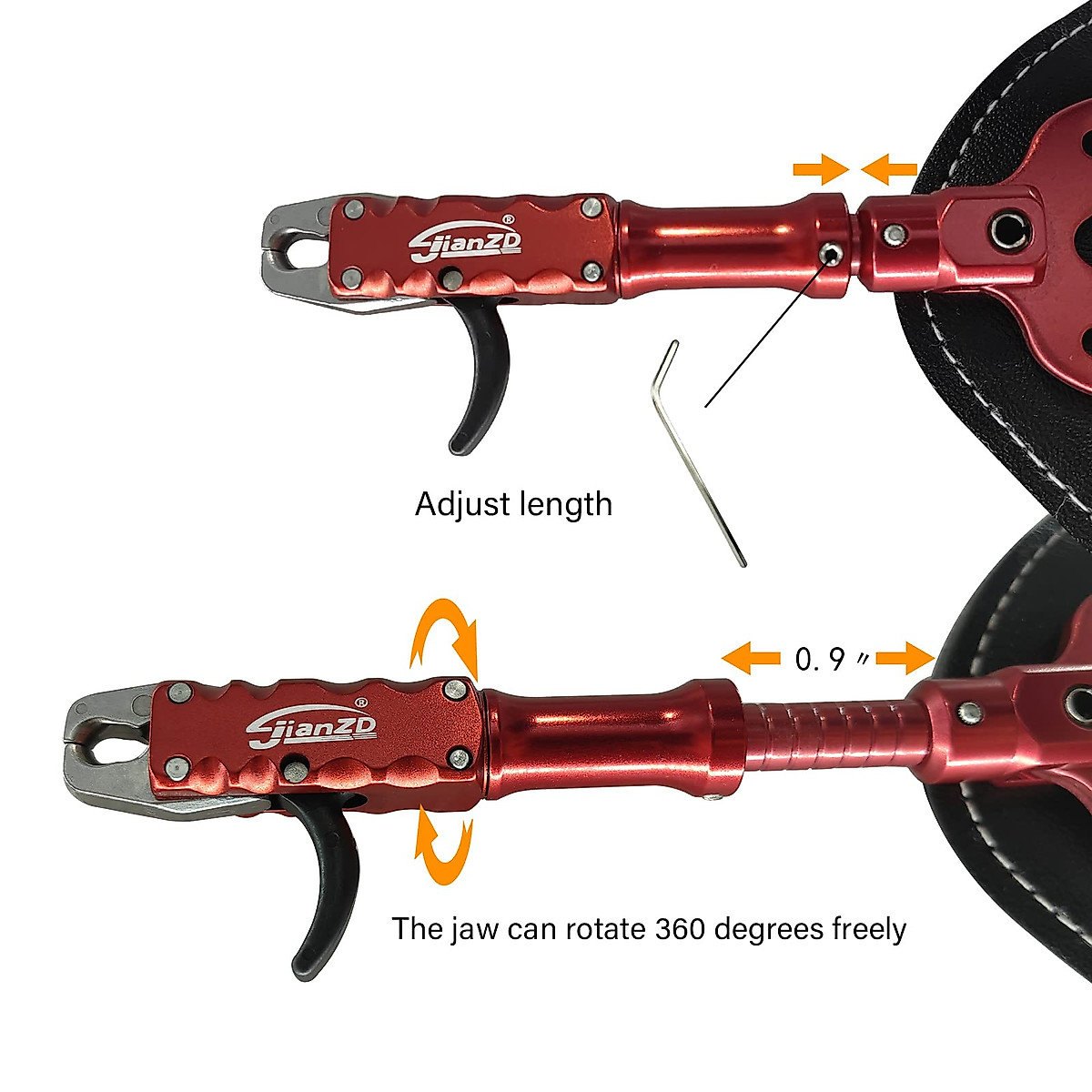 xxiaojun Adjustable Wristband Release, Index Finger Release, Composite Bow, 360 degree rotatable Jaws, Automatic Closure, Bow and Arrow Archery Accessories, Archery Release Aids (red)