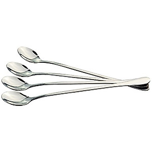4 pcs 9 Inch Long Handle Iced Tea Spoon, Coffee Spoon, Ice Cream Spoon, Stainless Steel Cocktail Stirring Spoons for Mixing, Cocktail Stirring, Tea, Coffee, Milkshake, Cold Drink