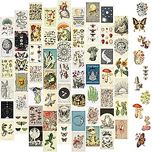 Artivo Vintage Wall Collage Kit Aesthetic Pictures 60 Set 4x6 inch, Cottagecore Room Decor, Vintage Posters Aesthetic, Cute Teen Wall Decor