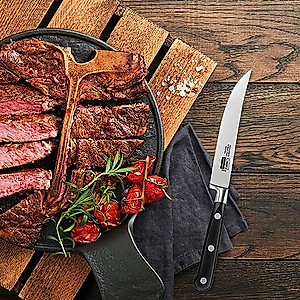 Cooks Standard Steak Knives Set 6-Piece, High Carbon Stainless Steel Classic Sharp Kitchen Steak Knife, Ergonomic Handle,Black