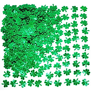 Green Party Table Scatter Confetti - St. Patrick's Day Shamrock Foil Metallic Sequins Confetti Lucky Irish Clover Party Sprinkles Confetti Decorations, 60g