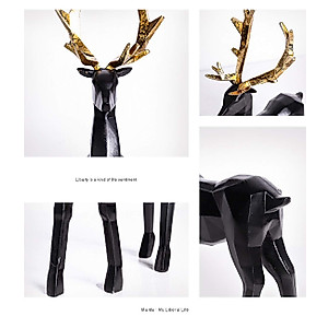 Darklove 2pcs Elk Resin Home Decor Lucky Deer Statue Luxury Style Creative Craft Reindeer Figurines for Living Room, Bedroom, Office Desktop (White)