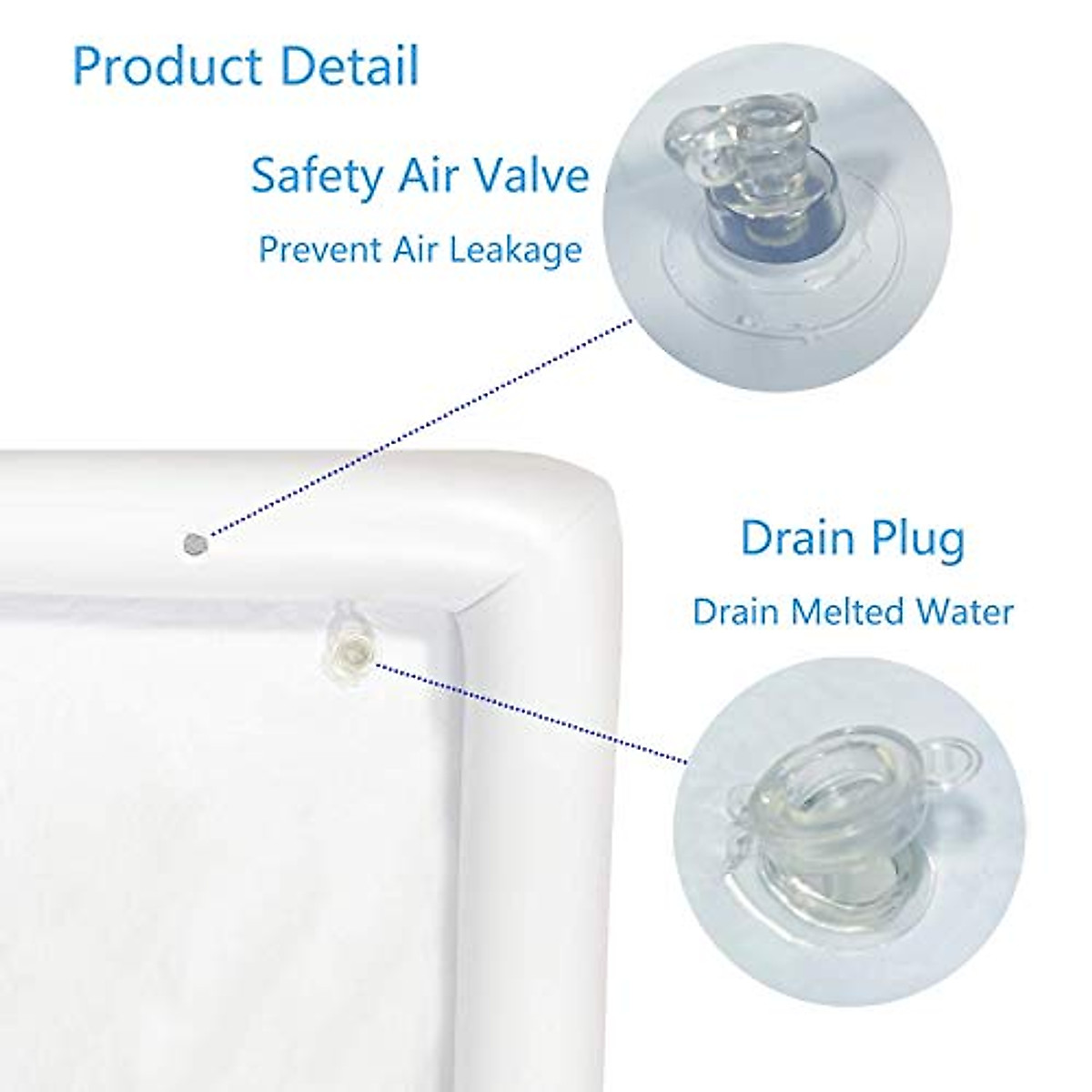 ALLADINBOX 4 Pack Inflatable Serving Bar, Ice Serving Buffet Salad Cooler Food Fruit Drink Containers with Drain Plug, Floating Tray Beverage BBQ Picnic Pool Party Supplies Inflatable Cooler, White