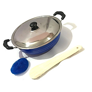 Non-Stick Coating Kadai / Fry Pan with Steel Lid 2.6 mm(Red) ,Valentine Day Gifts